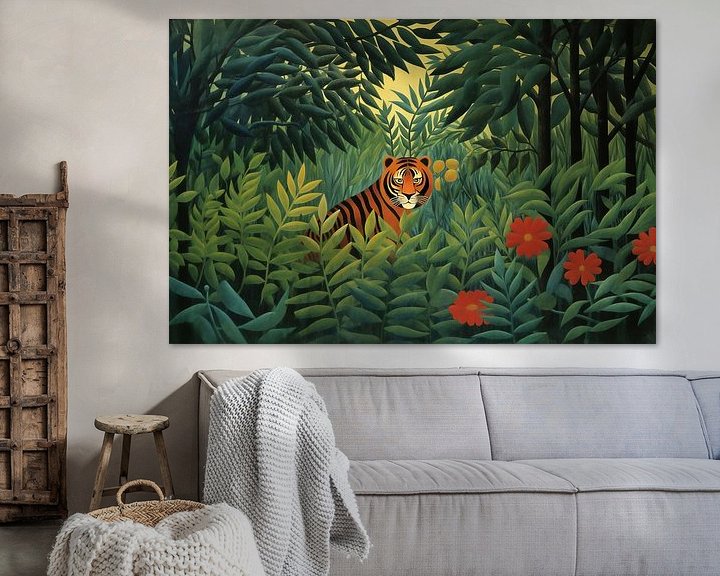 Majestic Tiger in the Jungle - Painting in the Style of Henri Rousseau ...