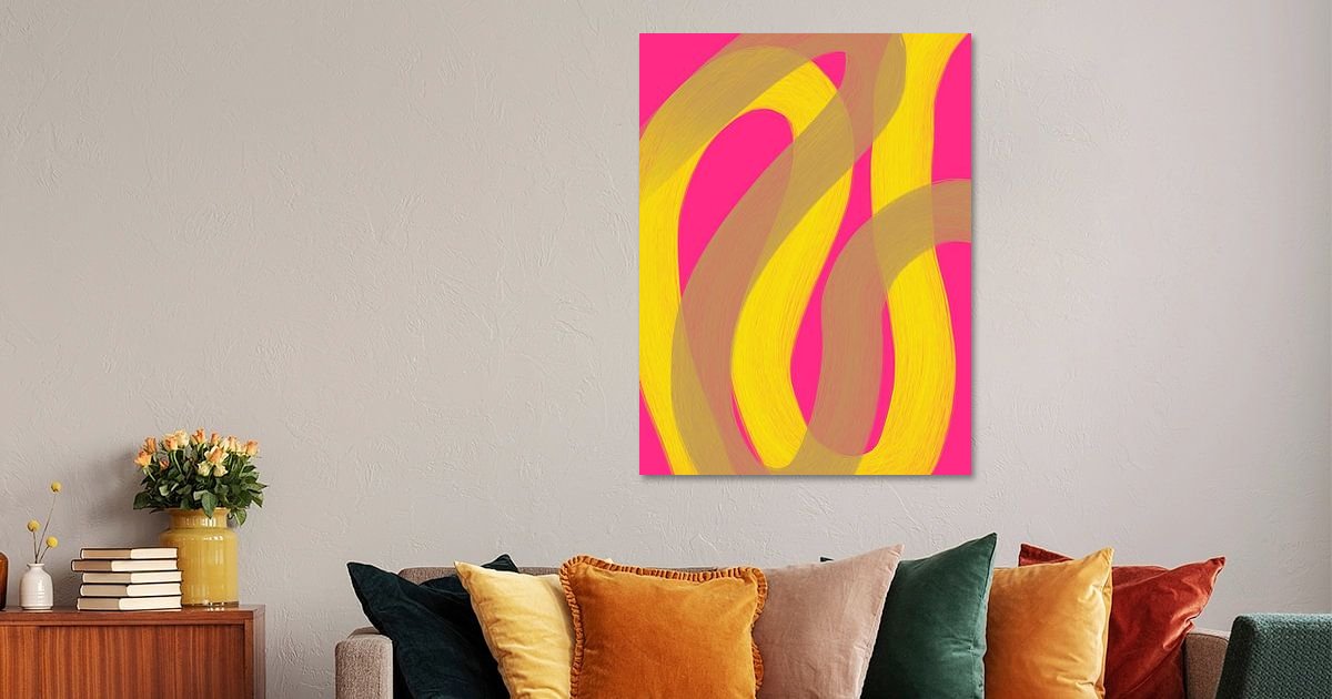 Neon pinkyellow van Studio Palette op canvas, behang en meer