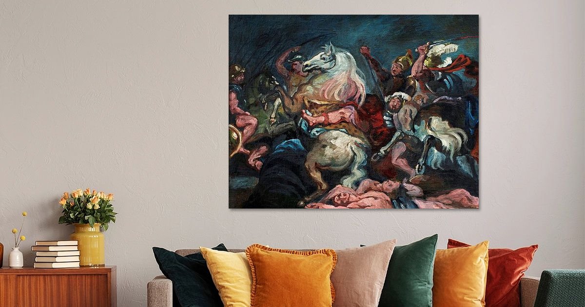 De dood van consul Decius Mus., Vilhelm Lundstrøm op canvas, behang ...