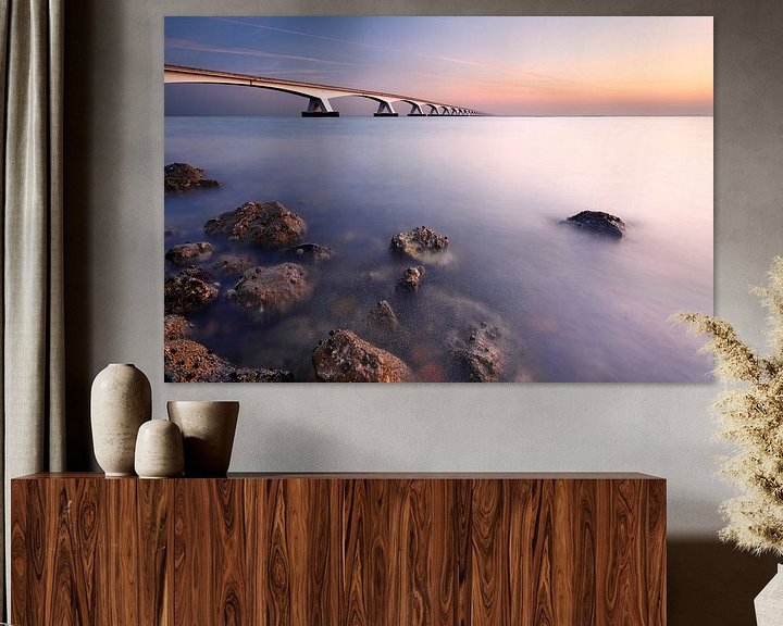 Zeelandbrug on a morning during low tide. by Mark Leeman on canvas ...