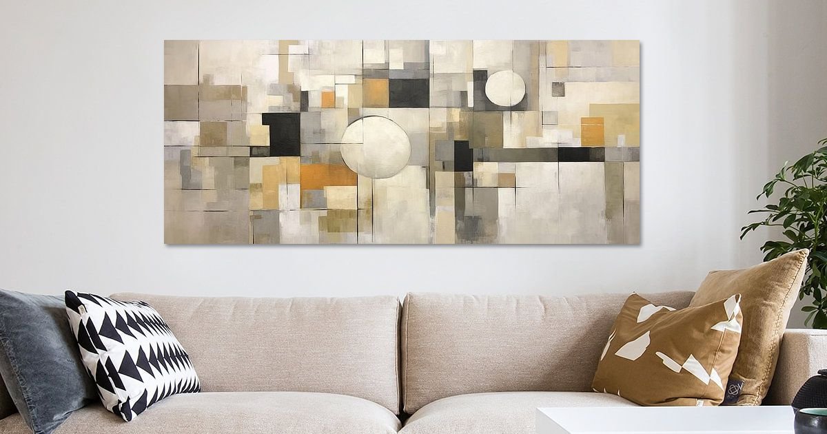 Abstracte Vormen No.398 van Blikvanger Schilderijen op canvas, behang ...