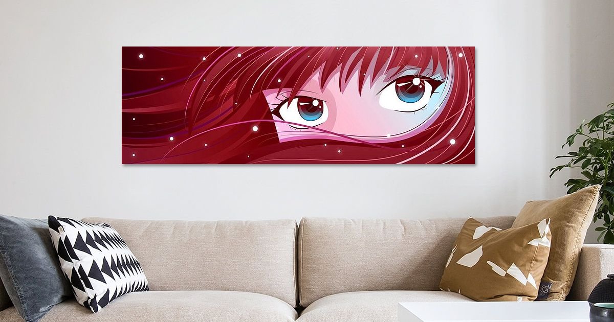 Rode anime ogen van Mixed media vector arts op canvas, behang en meer