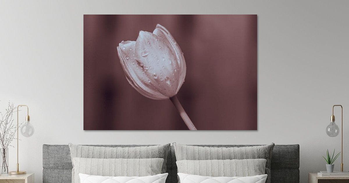 Houdt je hoofd koel, vintage bloeiende tulp in aarde kleuren van ...