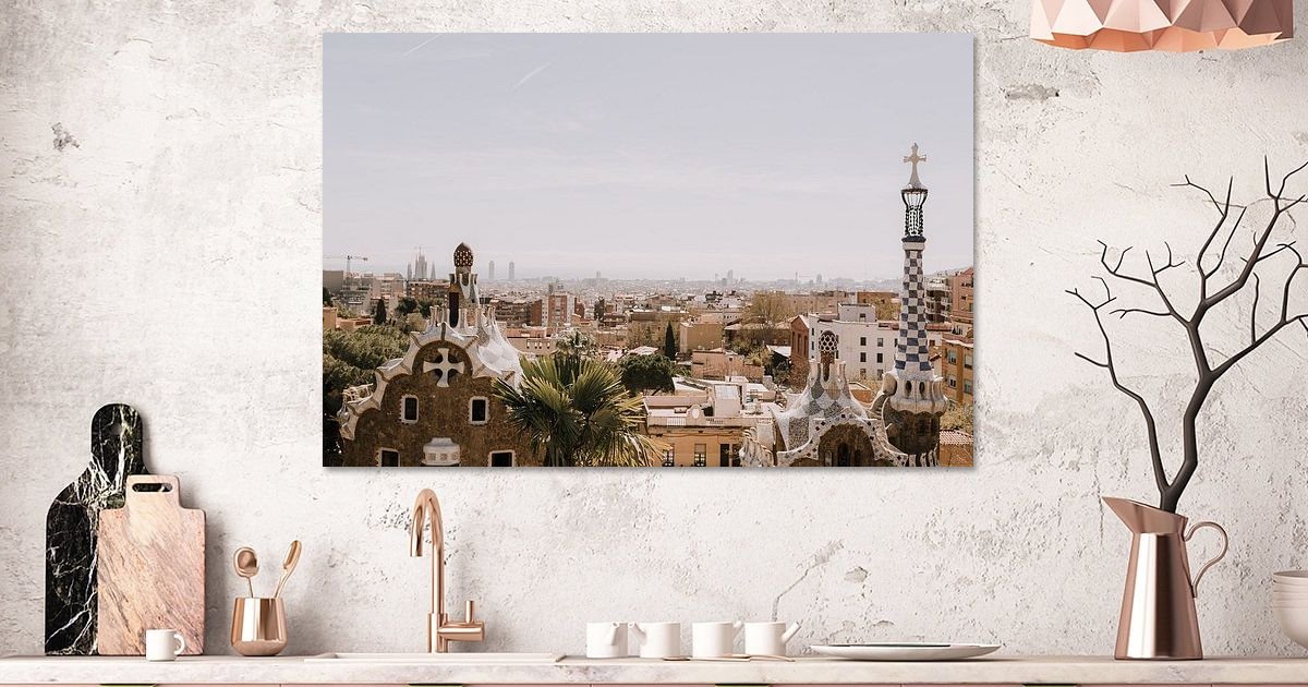 Park Guell Skyline | Barcelona | Spanje van Roanna Fotografie op canvas ...