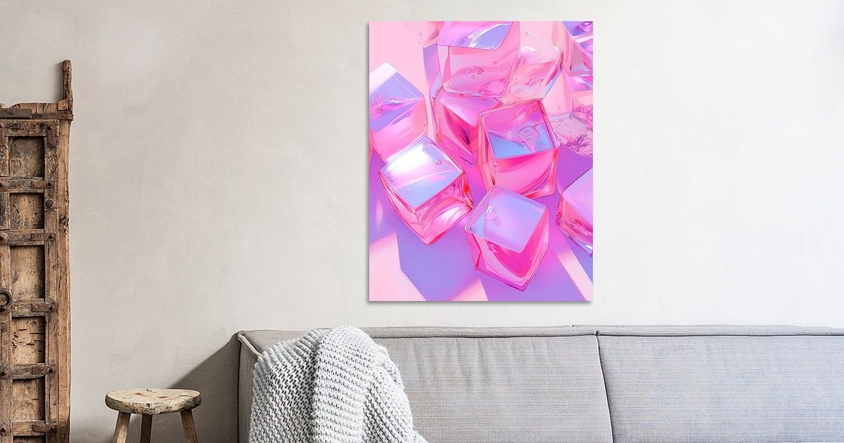 Pink Ice Cubes by Treechild on canvas, poster, wallpaper and more