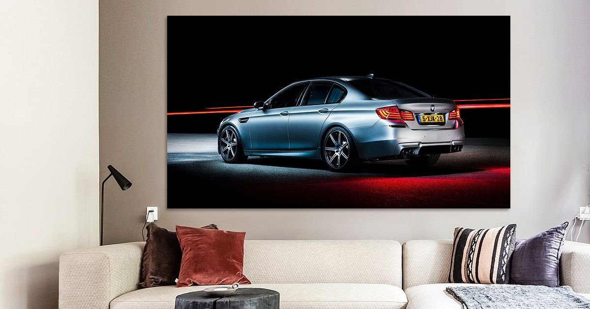 Mat grijs BMW M5 30 jahre editon van Ansho Bijlmakers op canvas, behang ...
