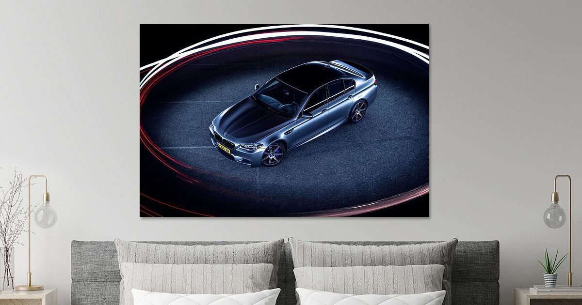 Mat grijs BMW M5 30 jahre editon van Ansho Bijlmakers op canvas, behang ...