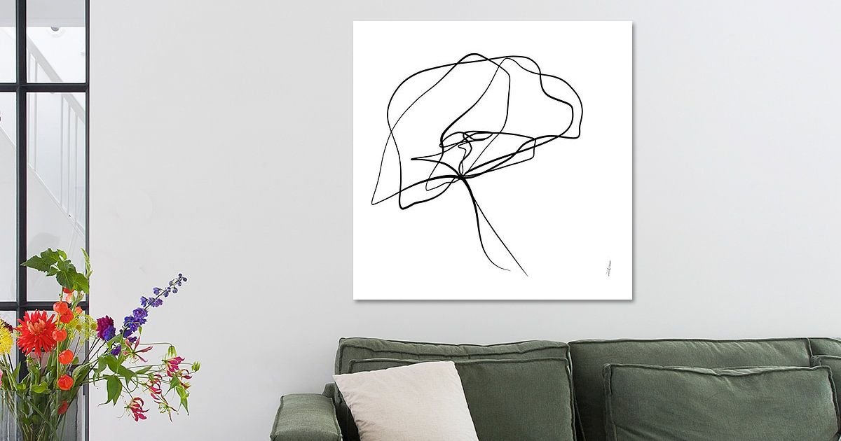 Poppy one-line drawing in series part 4 by AnkieArt on canvas, poster ...