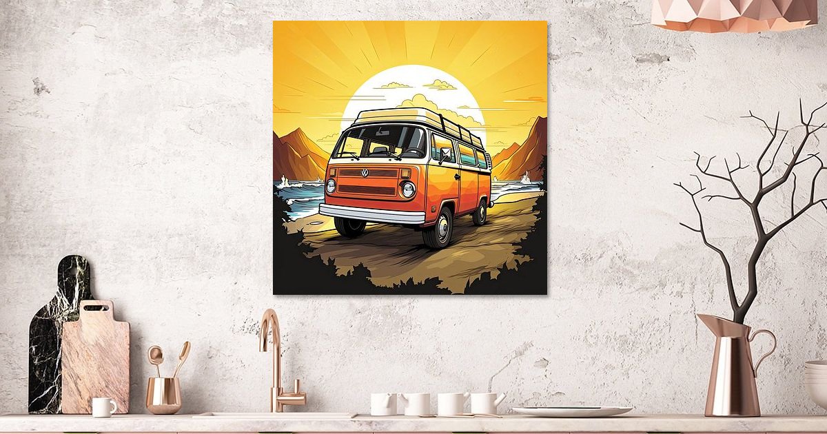 Volkswagen bus van Imagine op canvas, behang en meer