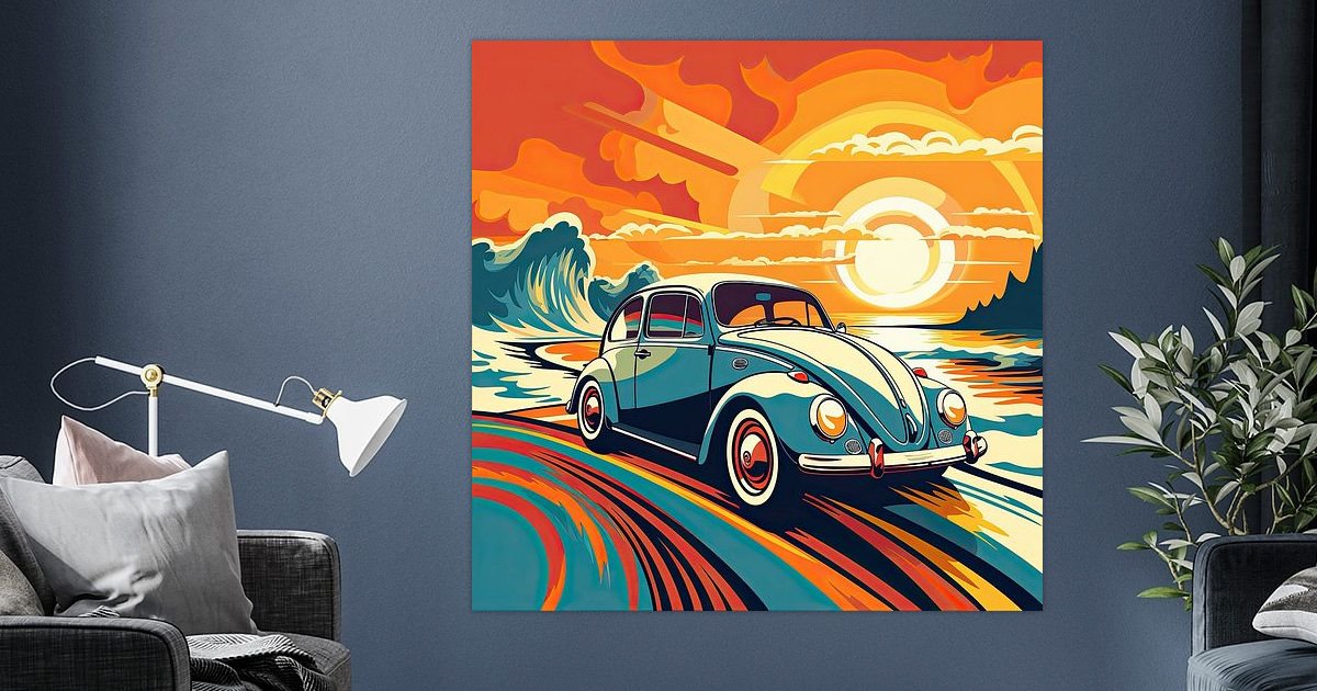 Volkswagen kever van Imagine op canvas, behang en meer