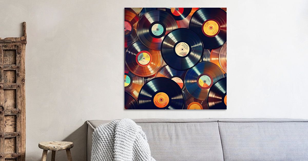 Vinyl platen van Imagine op canvas, behang en meer