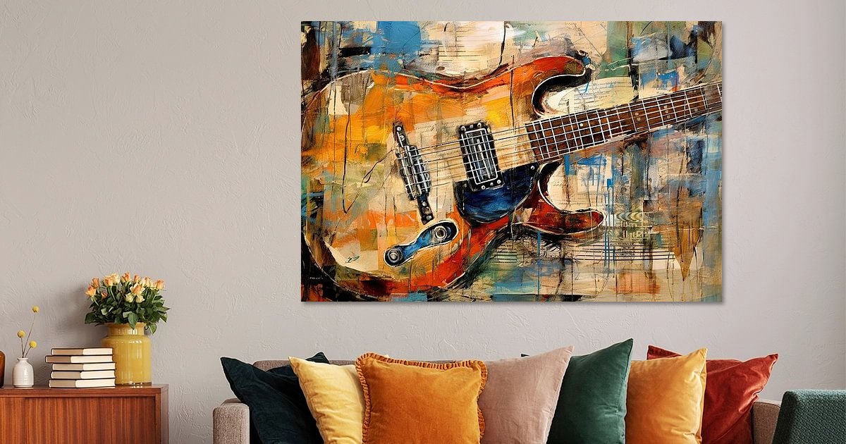 Gitaar abstract van Imagine op canvas, behang en meer
