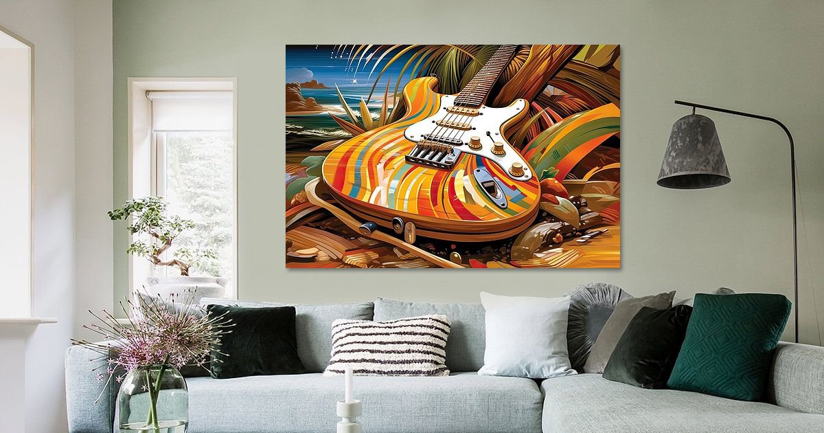 Gitaar abstract van Imagine op canvas, behang en meer