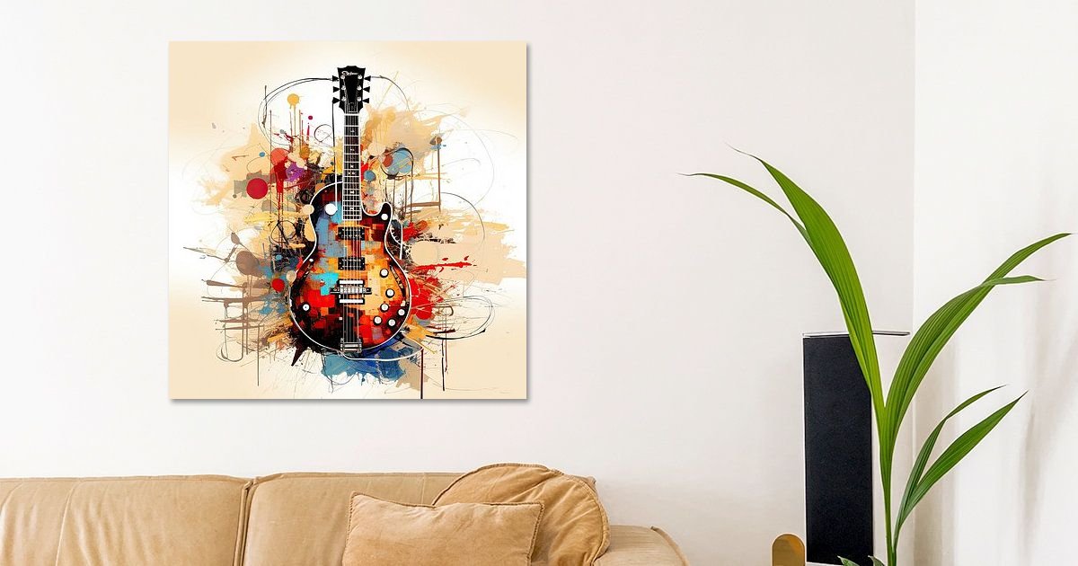 Gitaar abstract van Imagine op canvas, behang en meer