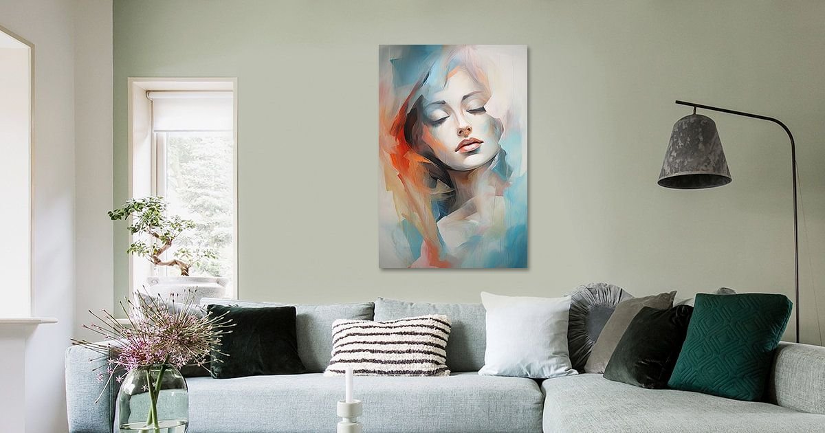 Abstract portret van Imagine op canvas, behang en meer