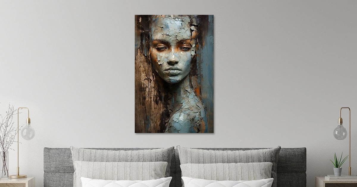 Abstract portret van Imagine op canvas, behang en meer