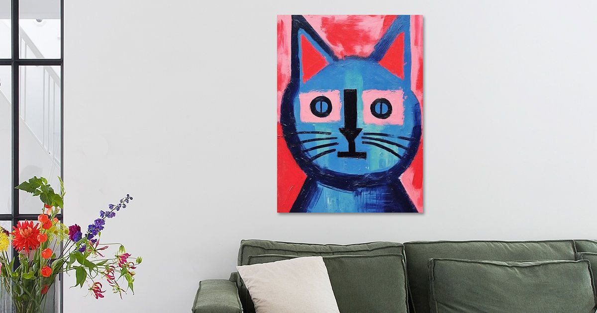 Abstracte Kat van Dunto Venaar op canvas, behang en meer