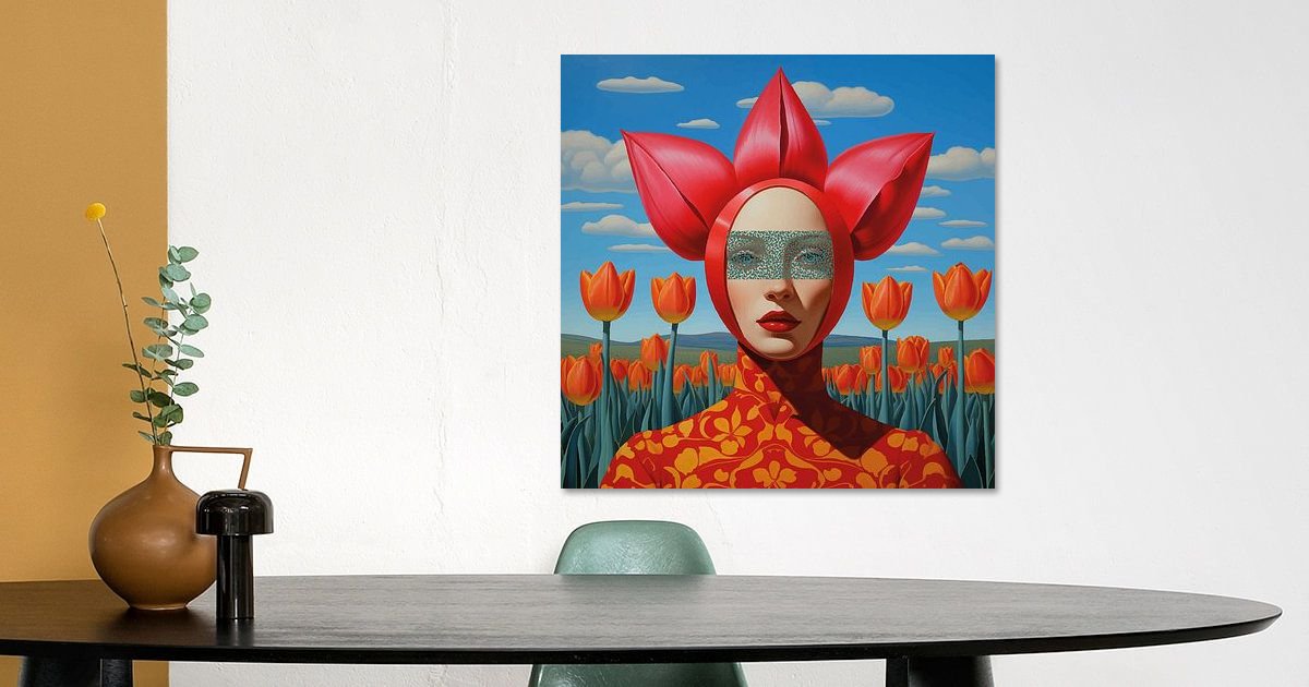 Illustratie portret van Mirjam Duizendstra op canvas, behang en meer
