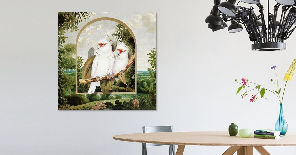 Elizabeth's Cockatoos in Brazil van Marja van den Hurk op canvas ...