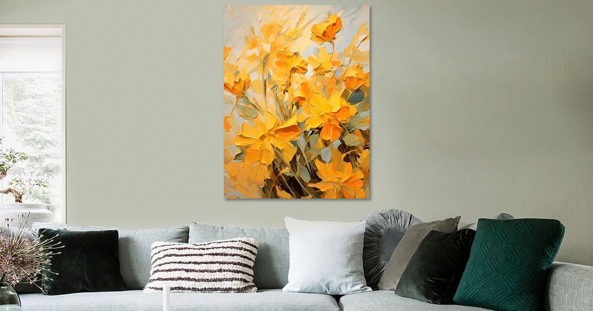 Wilde gele bloemen van Felix Wiesner op canvas, behang en meer