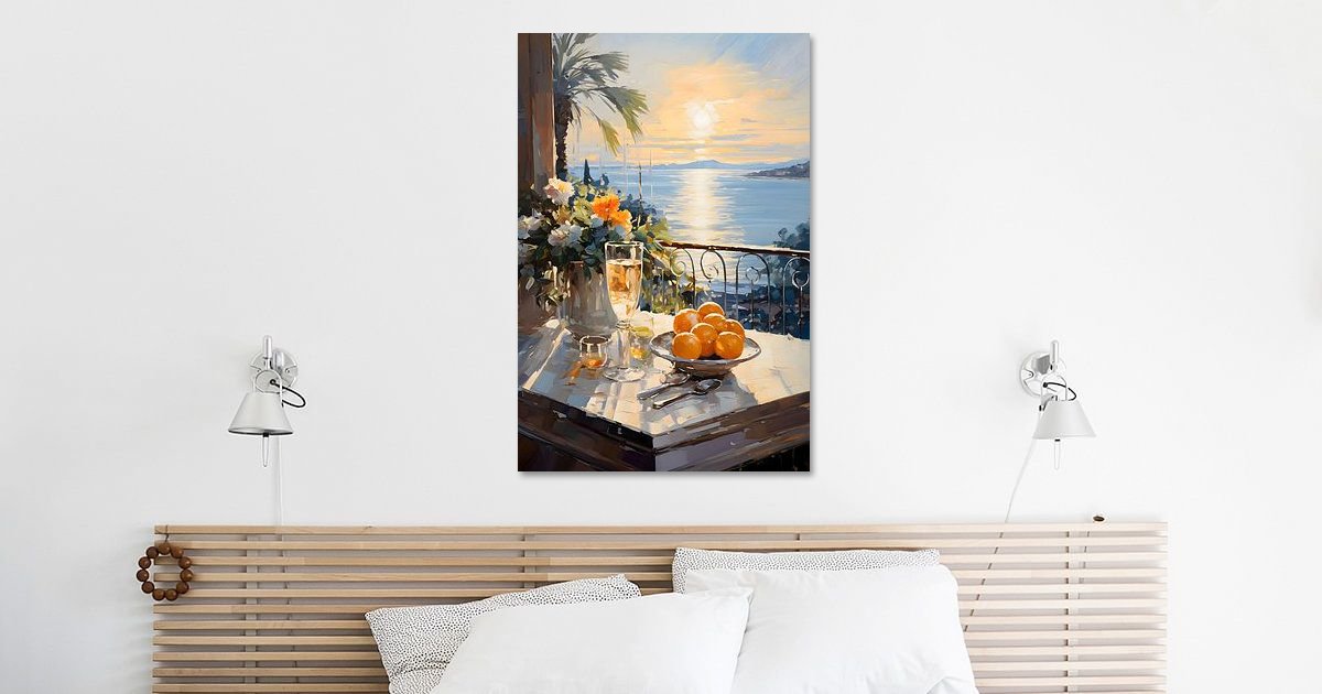Avondzon en sinaasappels van NJ Midnight Studio op canvas, behang en meer