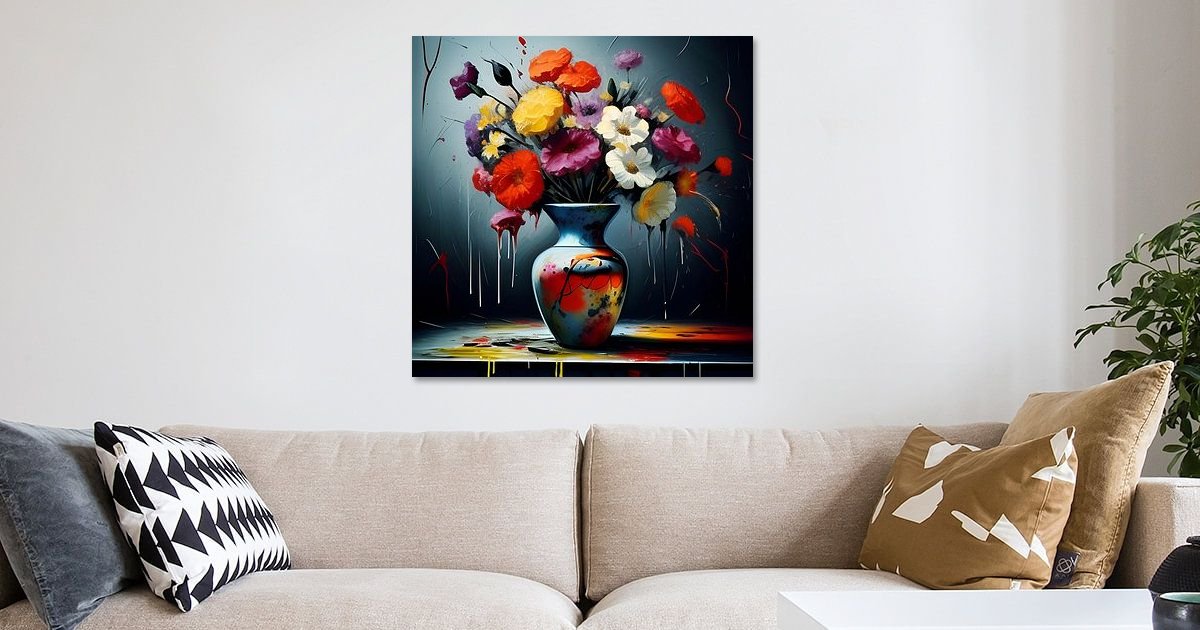 Still life with flowers in a vase - Jackson Pollock style by The Art ...