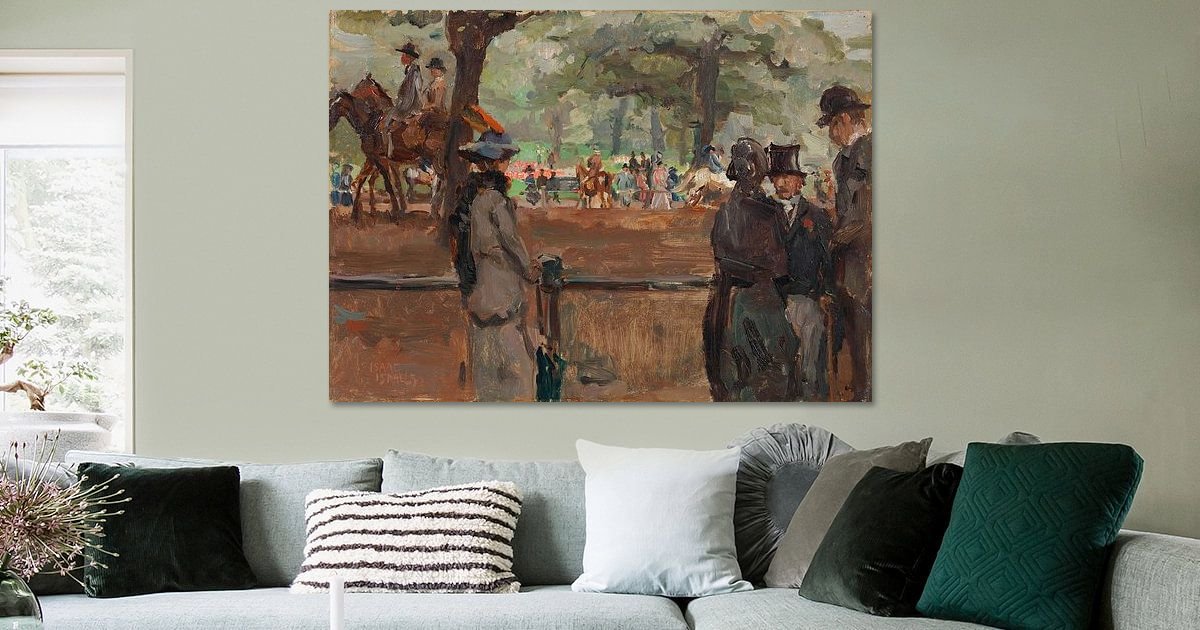 Een drukke dag op Rotten Row, Hyde Park, Londen, Isaac Israël op canvas ...