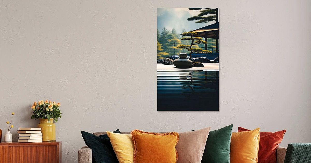zen tuin mist van Virgil Quinn - Decorative Arts op canvas, behang en meer