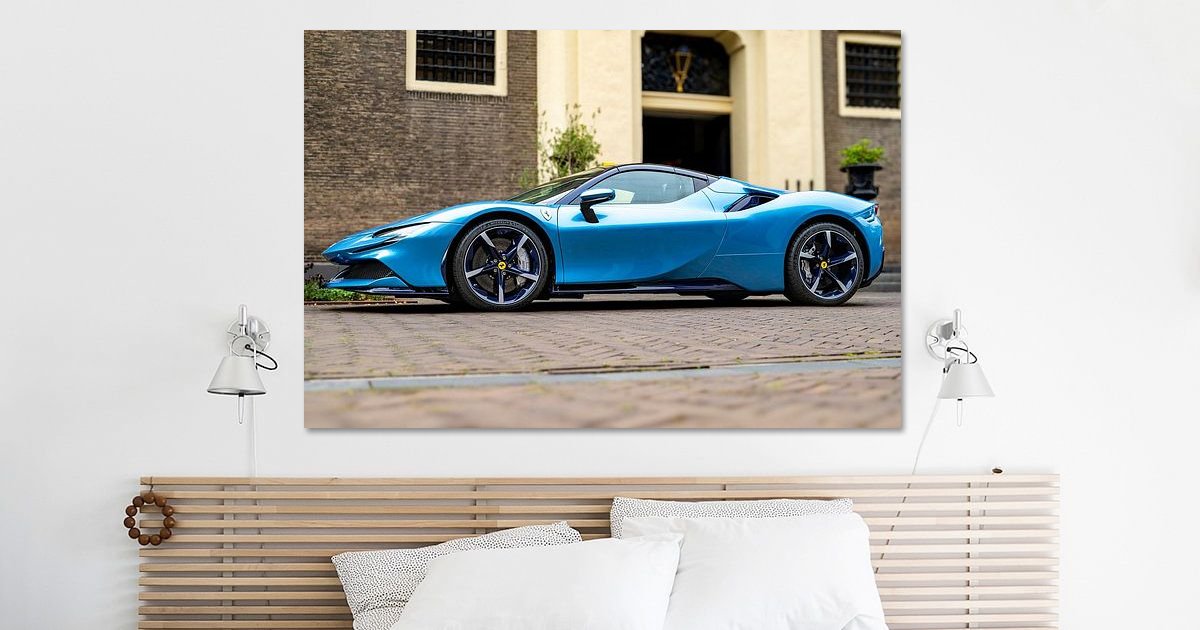 Ferrari SF90 Spider sports car in light blue by Sjoerd van der Wal ...
