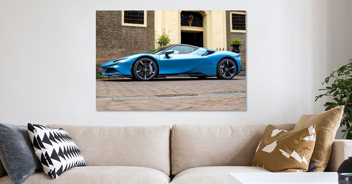 Ferrari SF90 Spider sports car in light blue by Sjoerd van der Wal ...