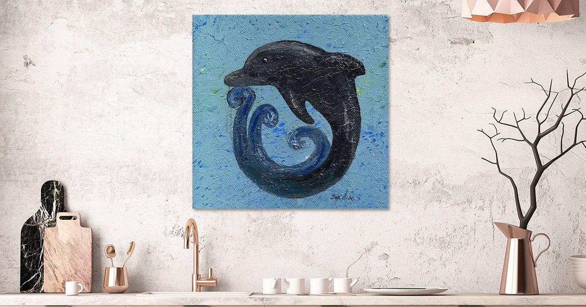 Dolphin, symbol of the Maori by Sandra Steinke on canvas, poster ...