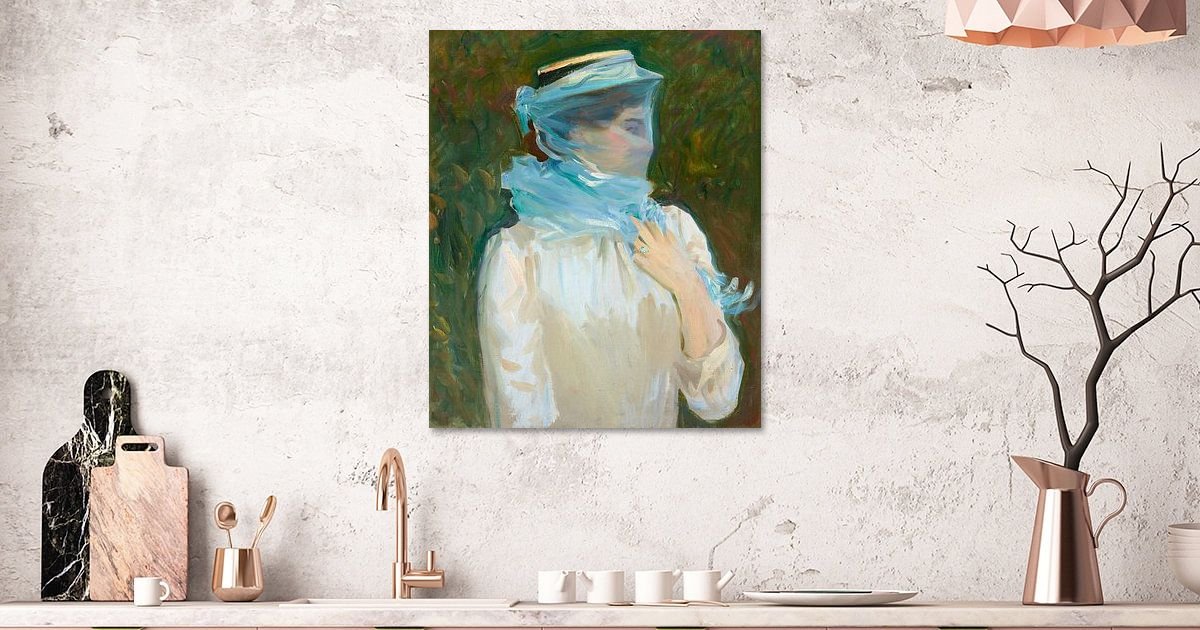 Dame met een blauwe sluier (Sally Fairchild), John Singer Sargent op ...