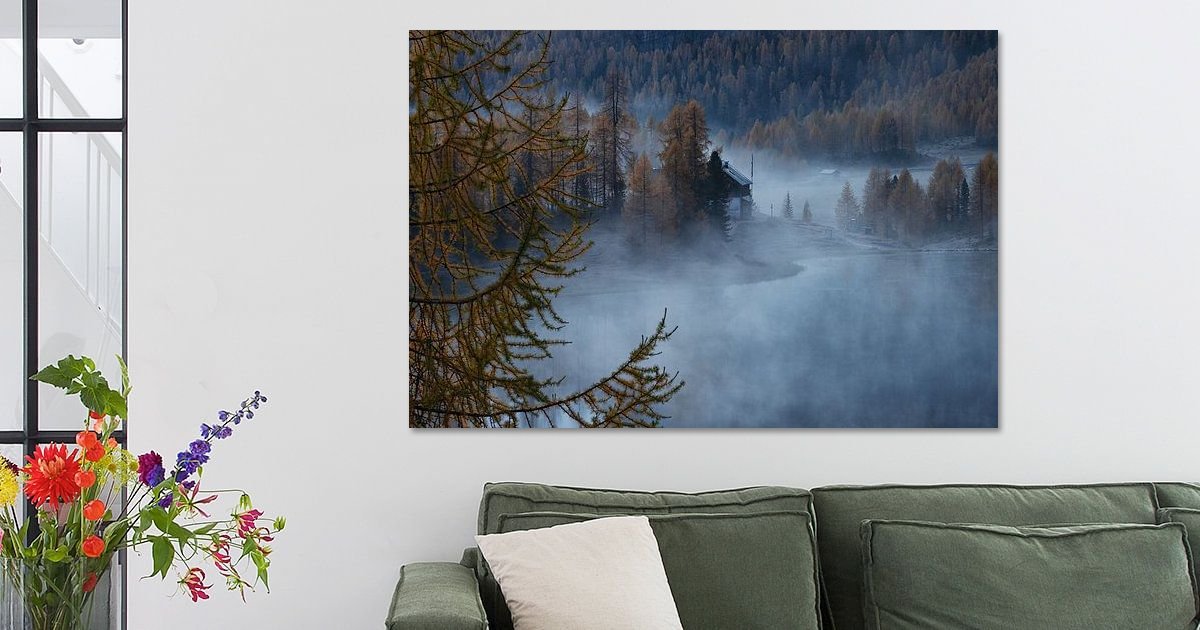 Mist boven Lago Federa van Patrick Noack op canvas, behang en meer