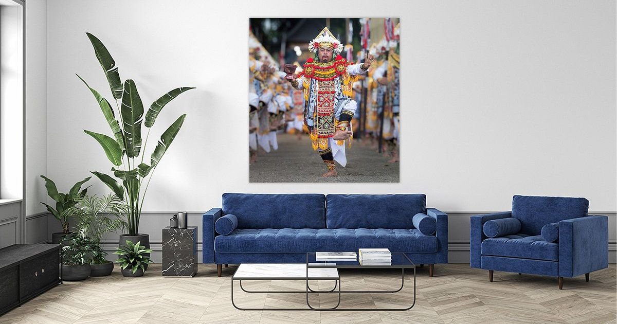 Baris dance in Bali (Warrior dance) van Lex Scholten op canvas, behang ...