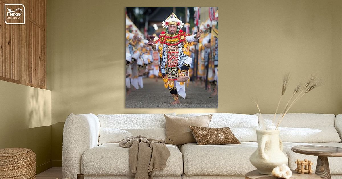 Baris dance in Bali (Warrior dance) van Lex Scholten op canvas, behang ...