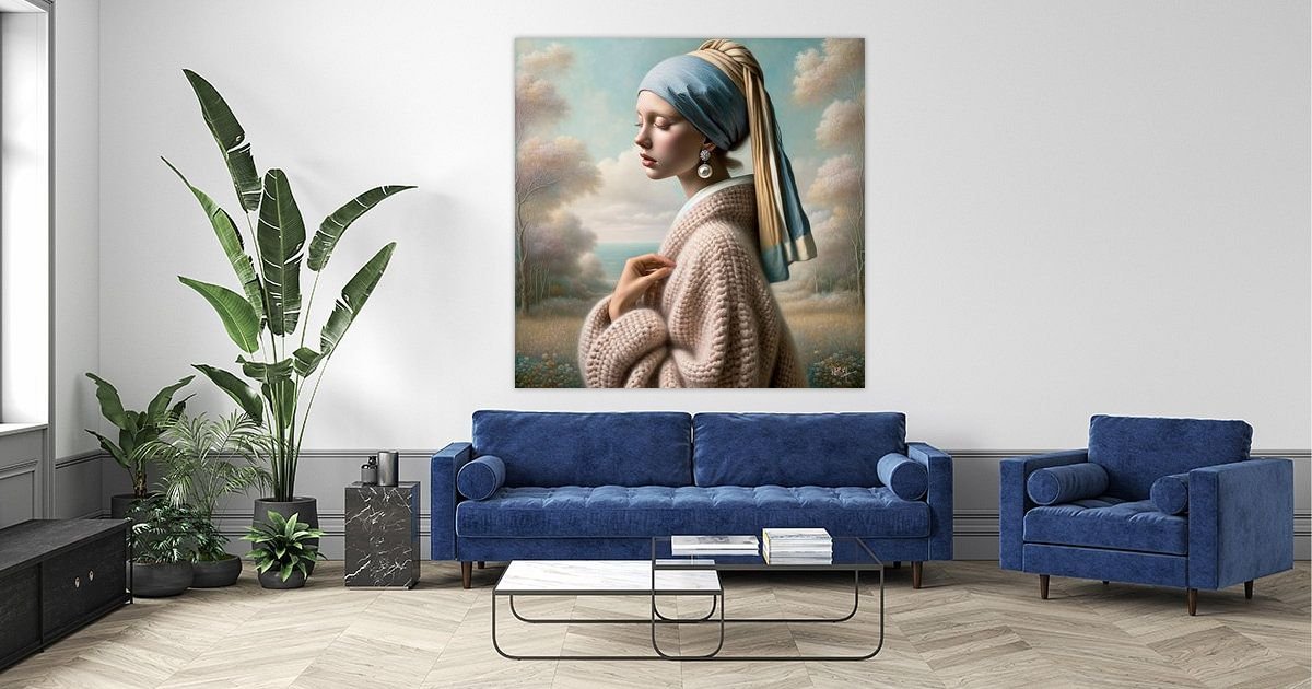 Modern girl with the pearl "silent reflection " Johannes Vermeer by ...