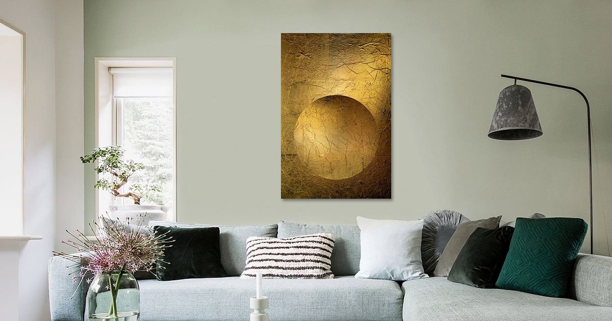 Ronde bal in goud. Minimalisme. 5 van Alie Ekkelenkamp op canvas ...