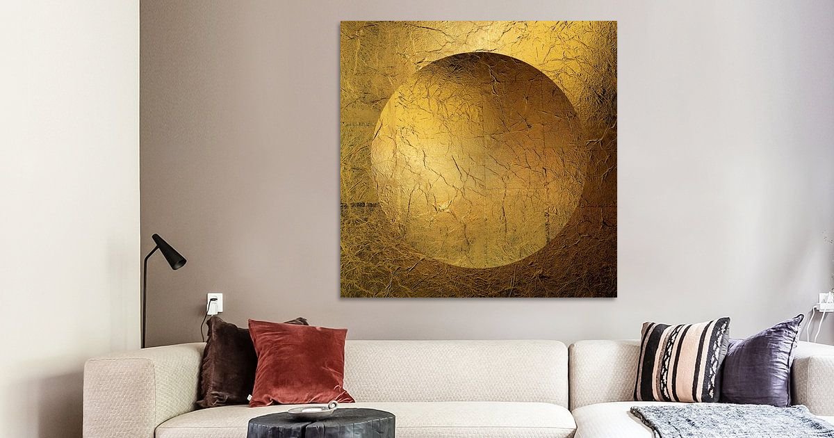 Bal van goud in een vierkant. Industrieel. van Alie Ekkelenkamp op ...