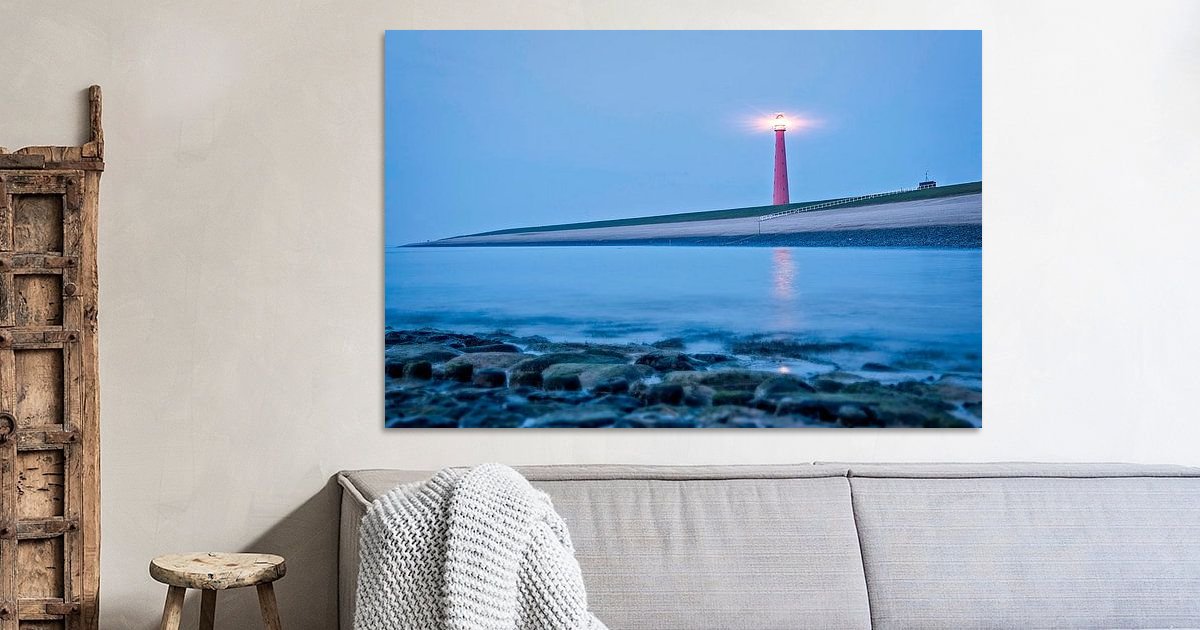 Vuurtoren Lange Jaap Den Helder van VanEis Fotografie op canvas, behang ...