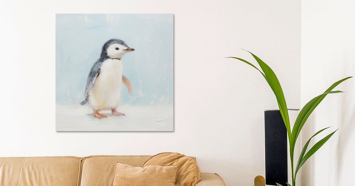 Cute Penguin van Whale & Sons op canvas, behang en meer