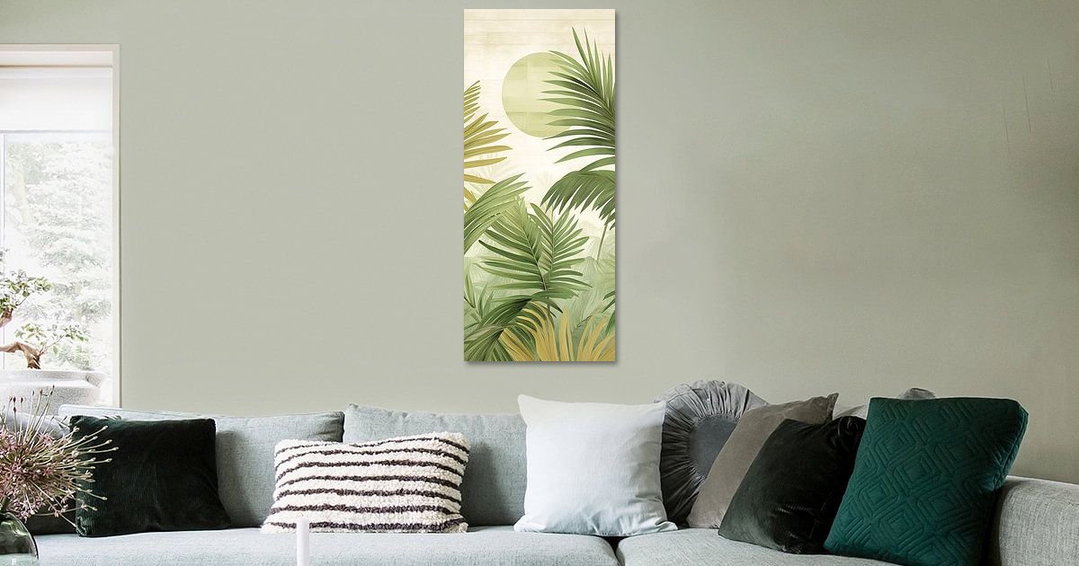 Salie Groen Boho Abstract van Dakota Wall Art op canvas, behang en meer