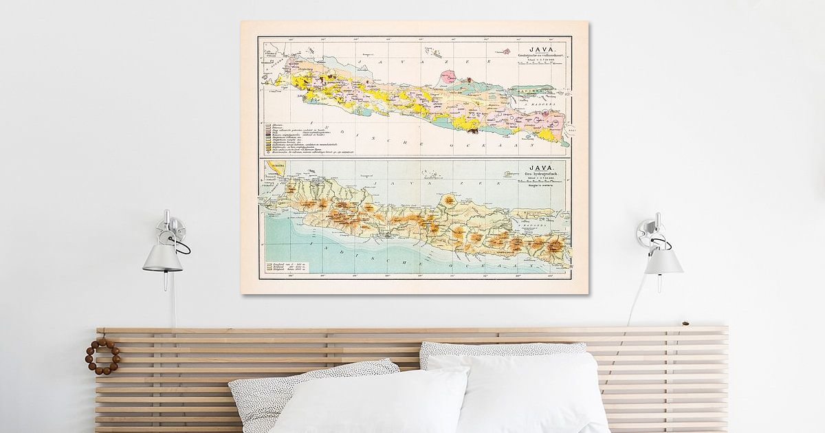 Vintage map of Java (Geological and Oro-hydrographic) by Studio ...