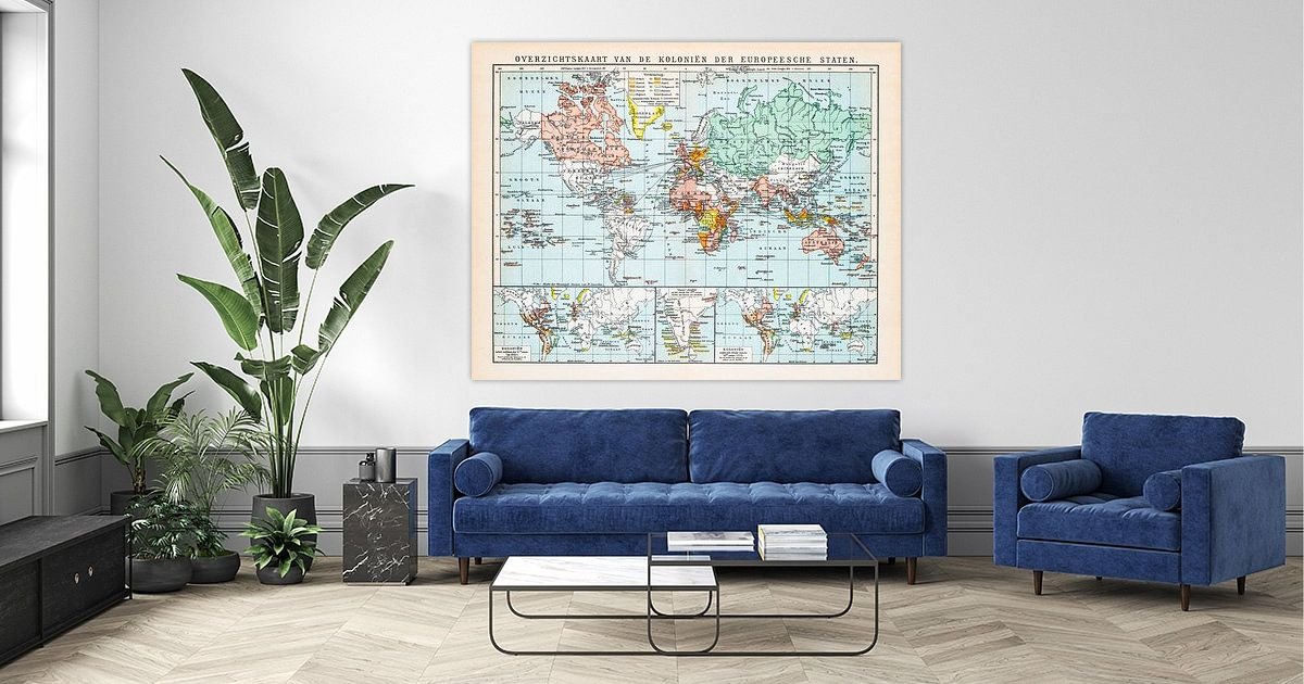 World map, colonies of Europe. Vintage map ca. 1900 by Studio ...