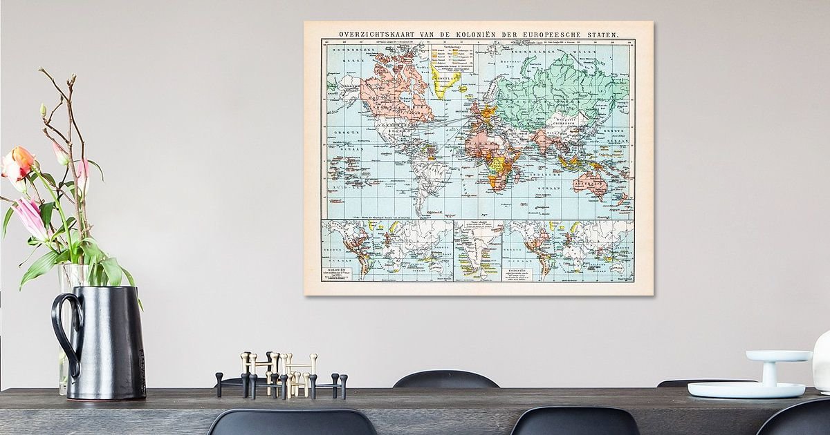 World map, colonies of Europe. Vintage map ca. 1900 by Studio ...