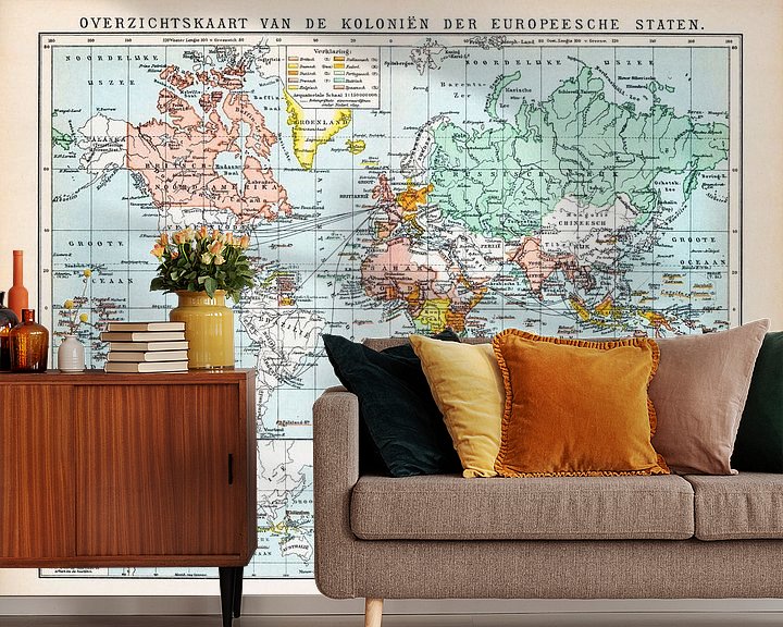 World map, colonies of Europe. Vintage map ca. 1900 by Studio ...