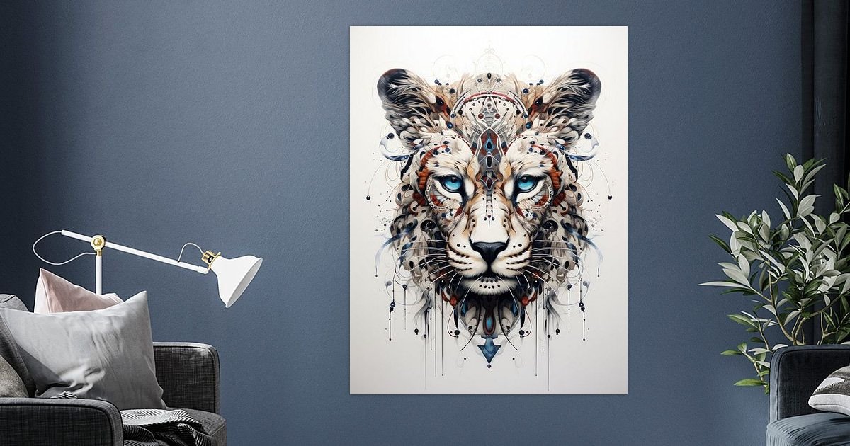 Koninklijke Blik: De Geest van de kat van Eva Lee op canvas, behang en meer