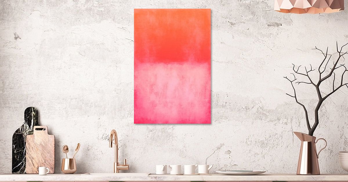 Kleurblokken in neon oranje, fel roze en wit. Abstract in pasteltinten ...