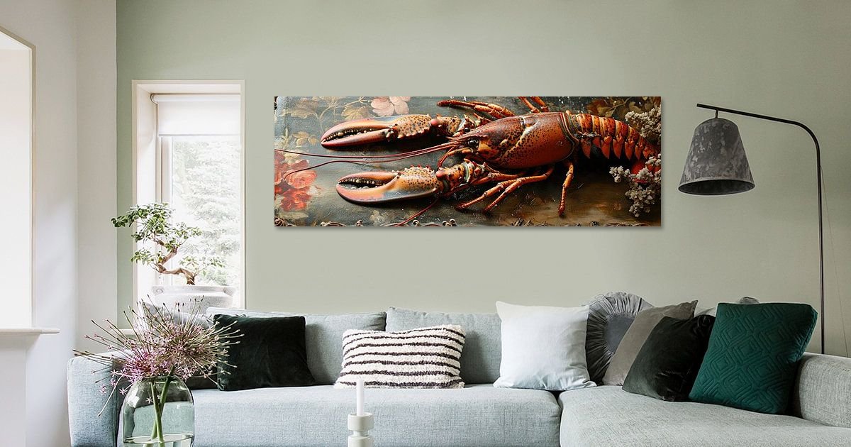 Rode kreeft panorama van Digitale Schilderijen op canvas, behang en meer