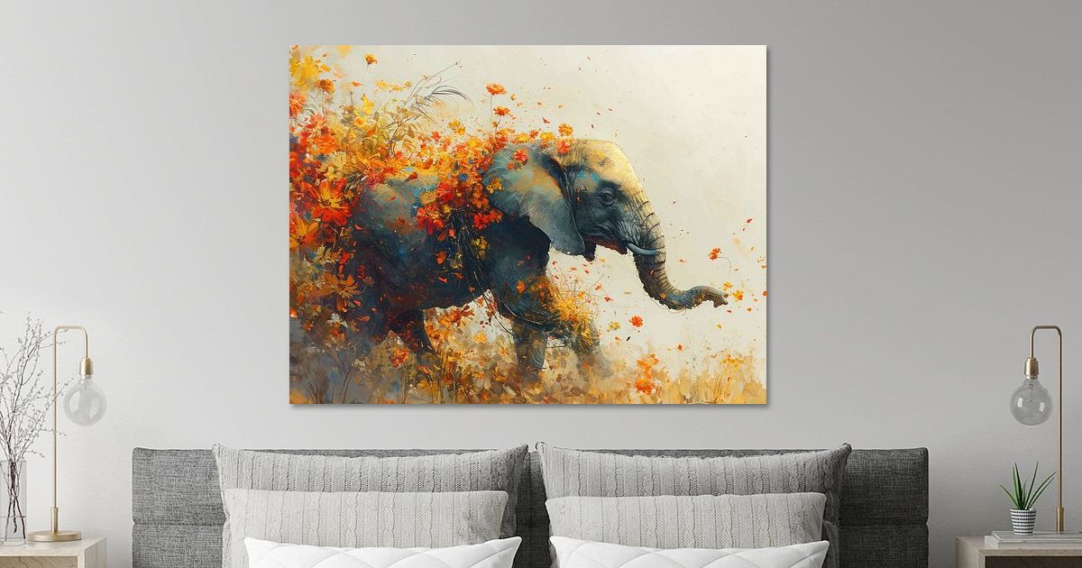 Herfstsymfonie - De Olifant in het Hart van de Natuur van Eva Lee op ...