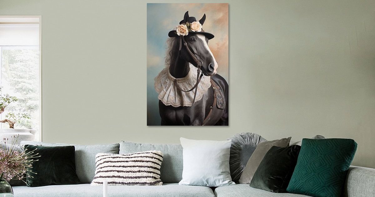 Victoriaans paard van NJ Midnight Studio op canvas, behang en meer